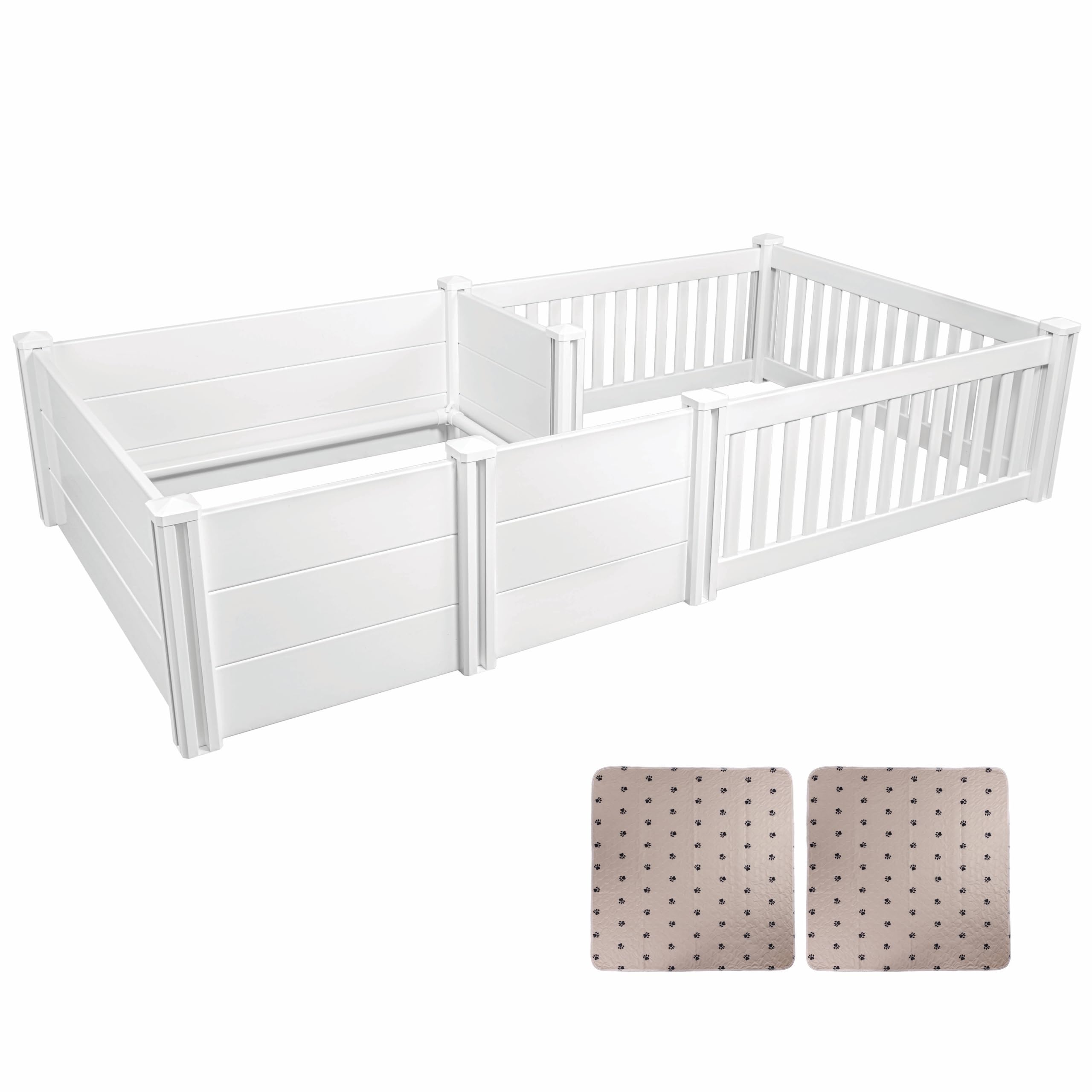 Large 2 Room Whelping Box for Dogs and Puppies - 19 in. High Safety ...