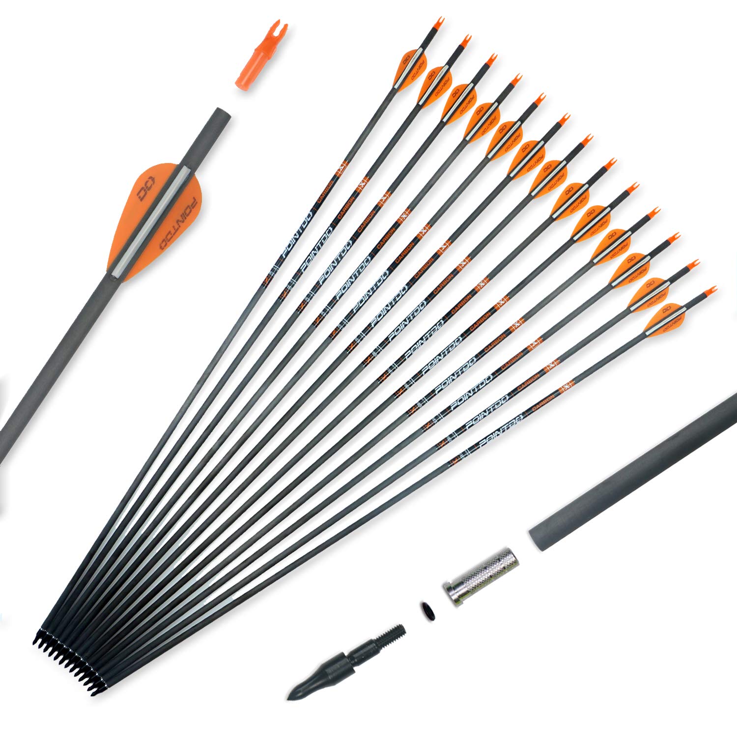 Pointdo 100% Carbon Arrow Practice Hunting Arrows with Removable Tips ...