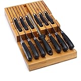 Relaxdays Messerblock aus Bambus, 7 Messer, für die Schublade, ohne Messer, HBT: ca. 5 x 9,5 x ...