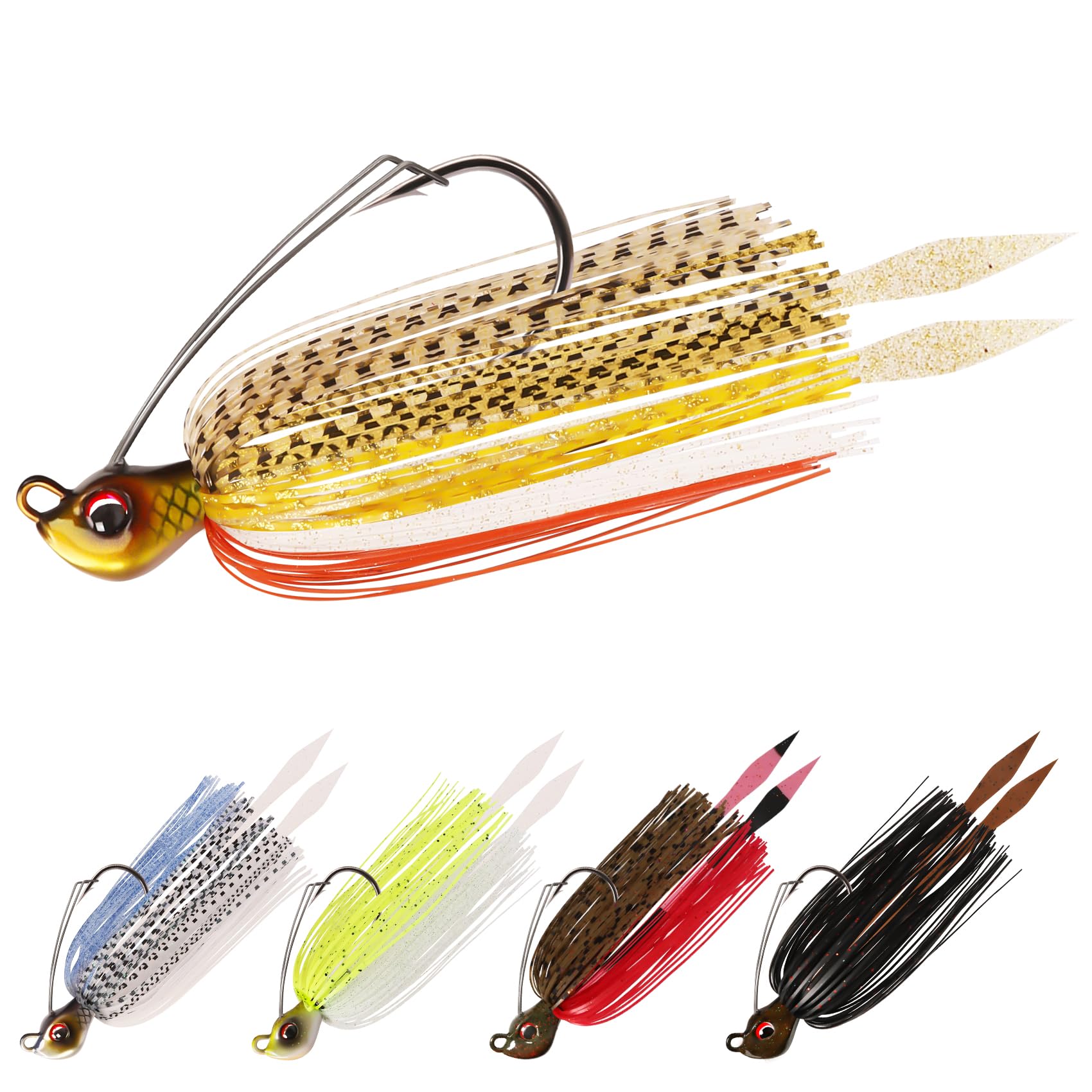 TRUSCEND Swim Jigs Fishing Lures with Teflon Coated Ultra Smooth Sharp BKK Hook, Multi-Color ...