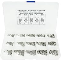 Guard4U 750Pcs 15-Size Metric M1 M1.2 M1.4 M1.6 M1.7 Stainless Steel Phillips Countersunk/Flat ...