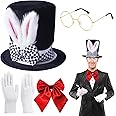 Amazon.com: Dolkoic Easter White Rabbit Costume Bunny Ear Top Hat ...