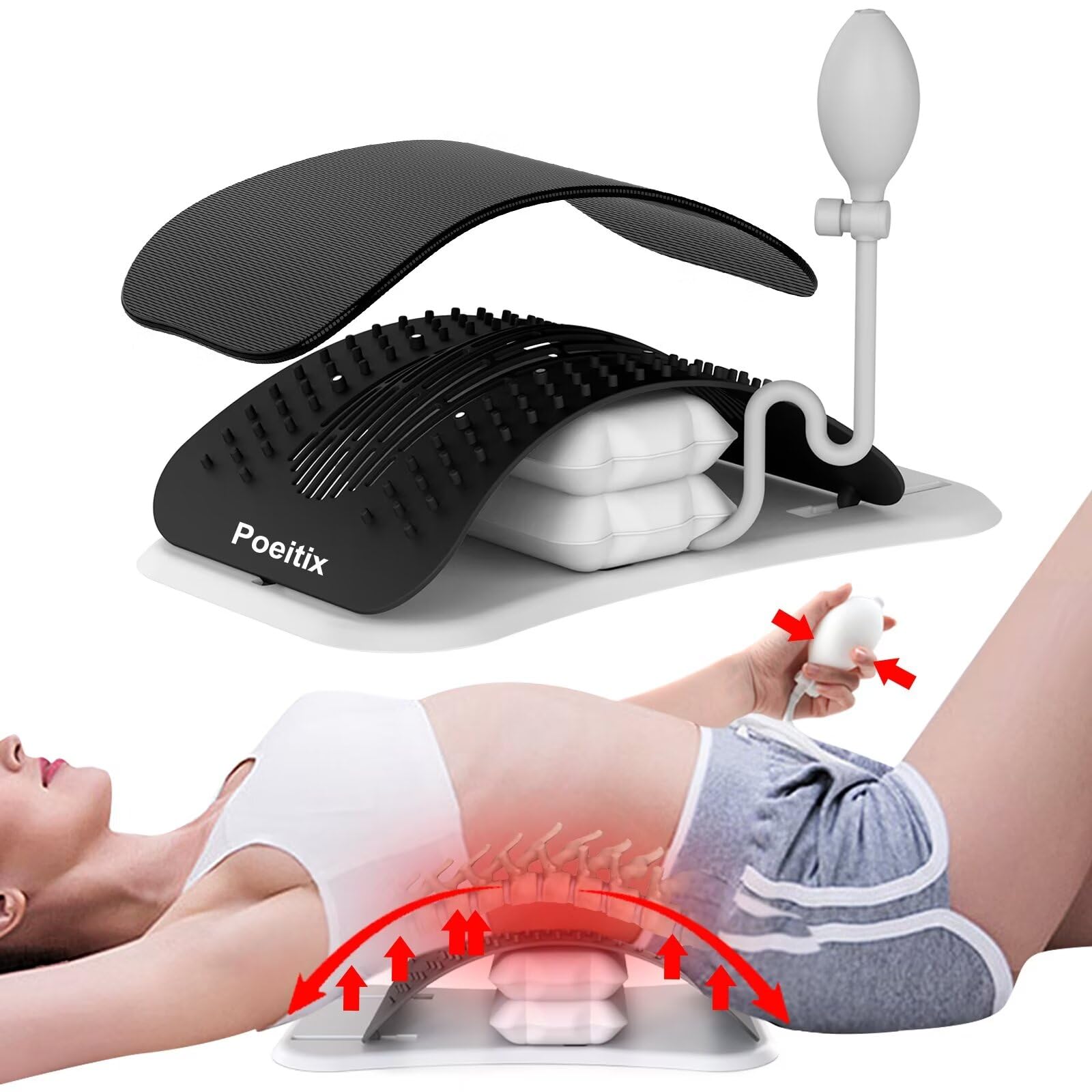 Back Stretcher for Lower Back Pain Relief, Upgraded Lumbar Back Cracker ...