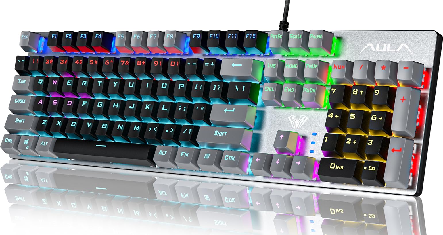 AULA Mechanical Gaming Keyboard, 104 Keys Mechanical Keyboard w/RGB ...