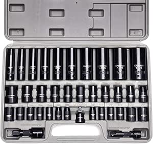 CASOMAN Complete 3/8" and 1/2” Drive Impact Socket Set, Inch (SAE ...