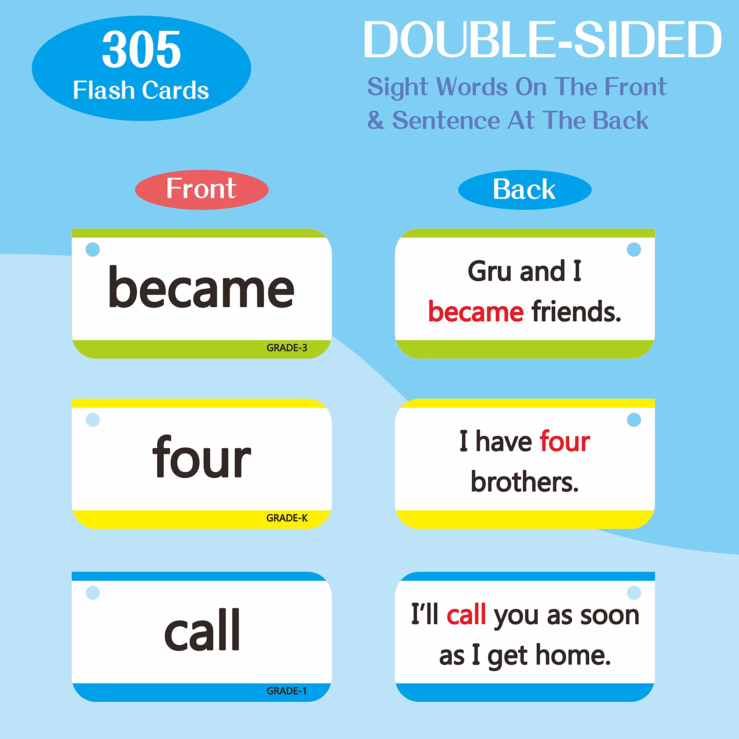 Mua 305 Flash Cards, Include 250 Dolch & Fry Sight Words with Sentences ...