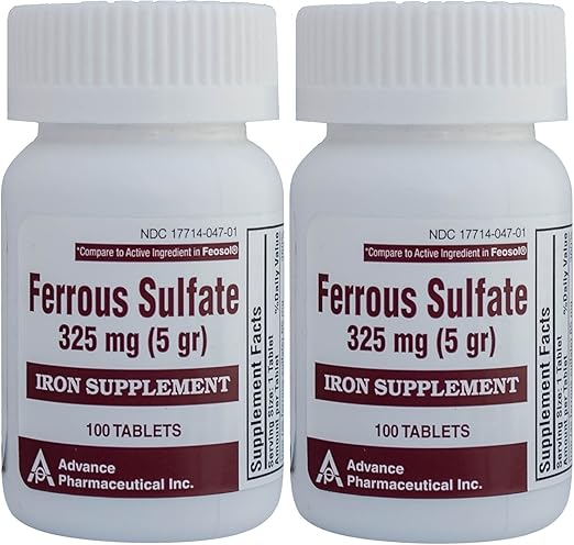 Amazon.com: Ferrous Sulfate Iron Supplement 325 mg (5GR) Generic for ...