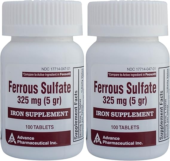 Amazon.com: Ferrous Sulfate Iron Supplement 325 mg (5GR) Generic for ...