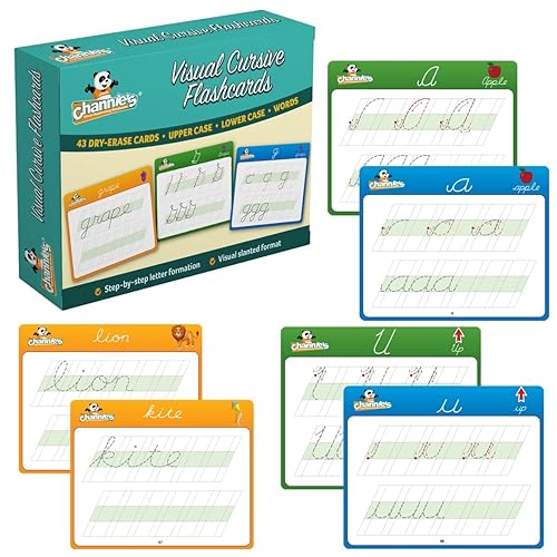 Channie’s Visual Cursive Flashcards, 43 Dry-Erase Cursive Handwriting ...