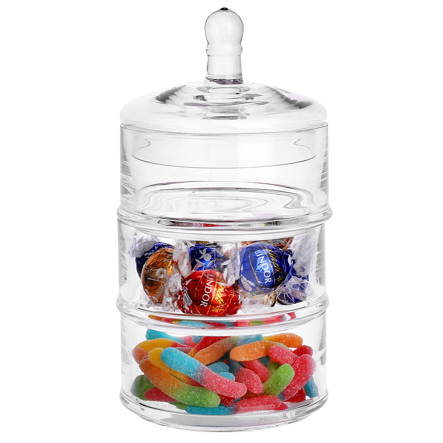 MyGift 3 Tier Stacking Jars, Round Clear Glass Apothecary Candy Cookie ...