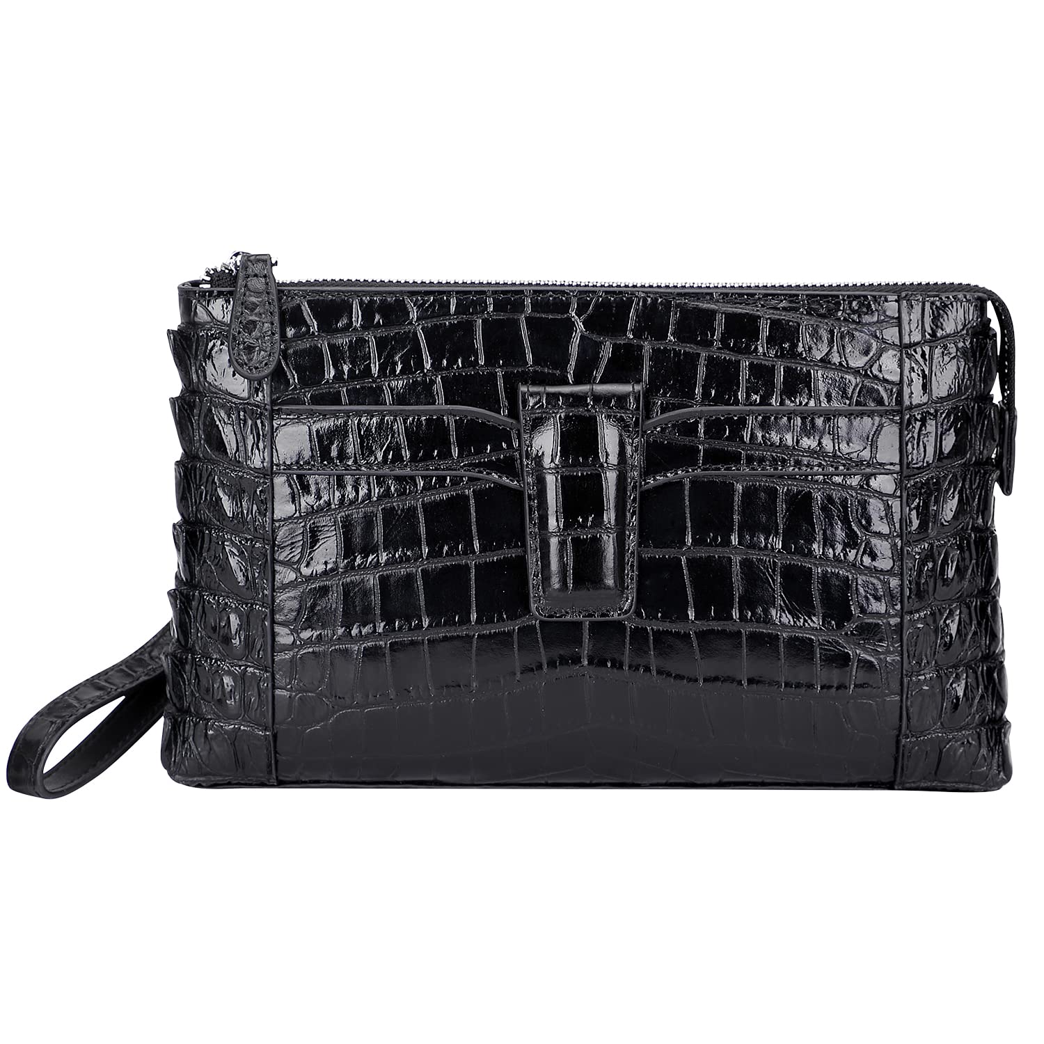 PIJUSHI Crocodile Leather Clutch Purse Wallet for Men Organized Holder ...