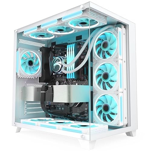 S590 Mid ATX Gaming PC Case, 270° Full View Seamless Tempered, 360mm ...