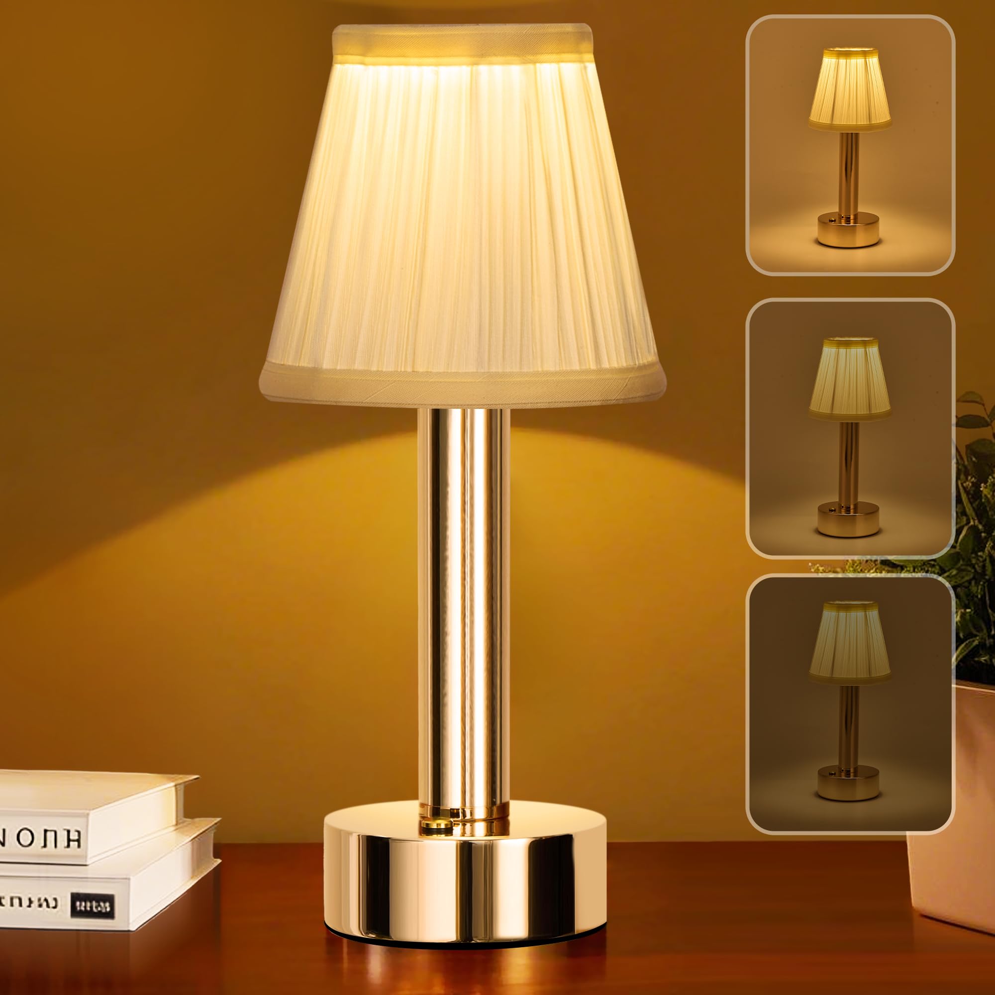 HOMLUCE Cordless Table Lamp,Desk Lamp with Fabric Shade,5000mAh ...