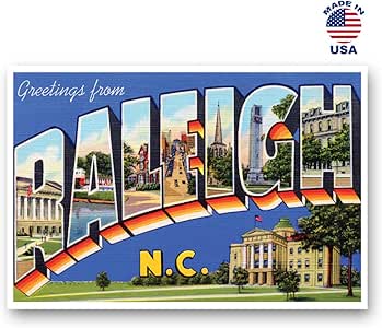Amazon.com: GREETINGS FROM RALEIGH, NC vintage reprint postcard set of ...