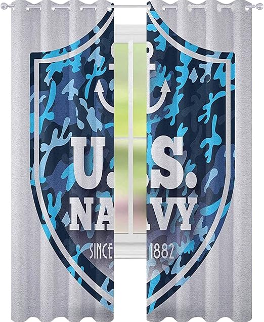 YUAZHOQI Anchor Blackout Window Curtain Military Camouflage with US ...