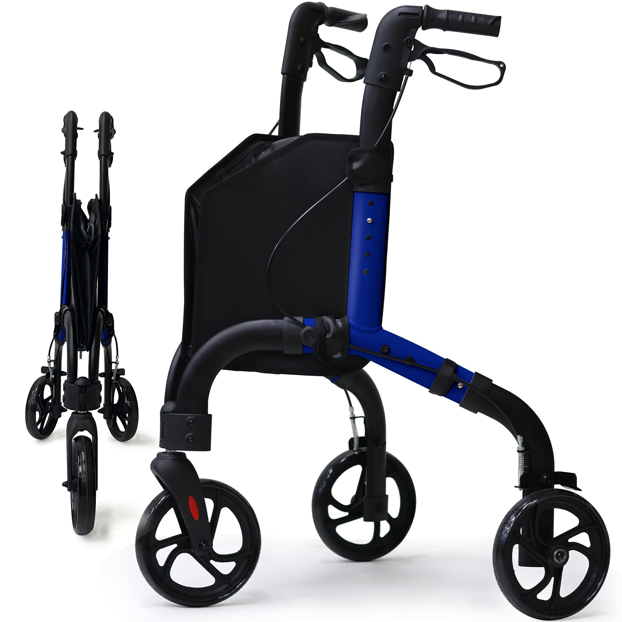 Premium 3 Wheel Rollator Walker for Seniors, Lightweight Foldable ...