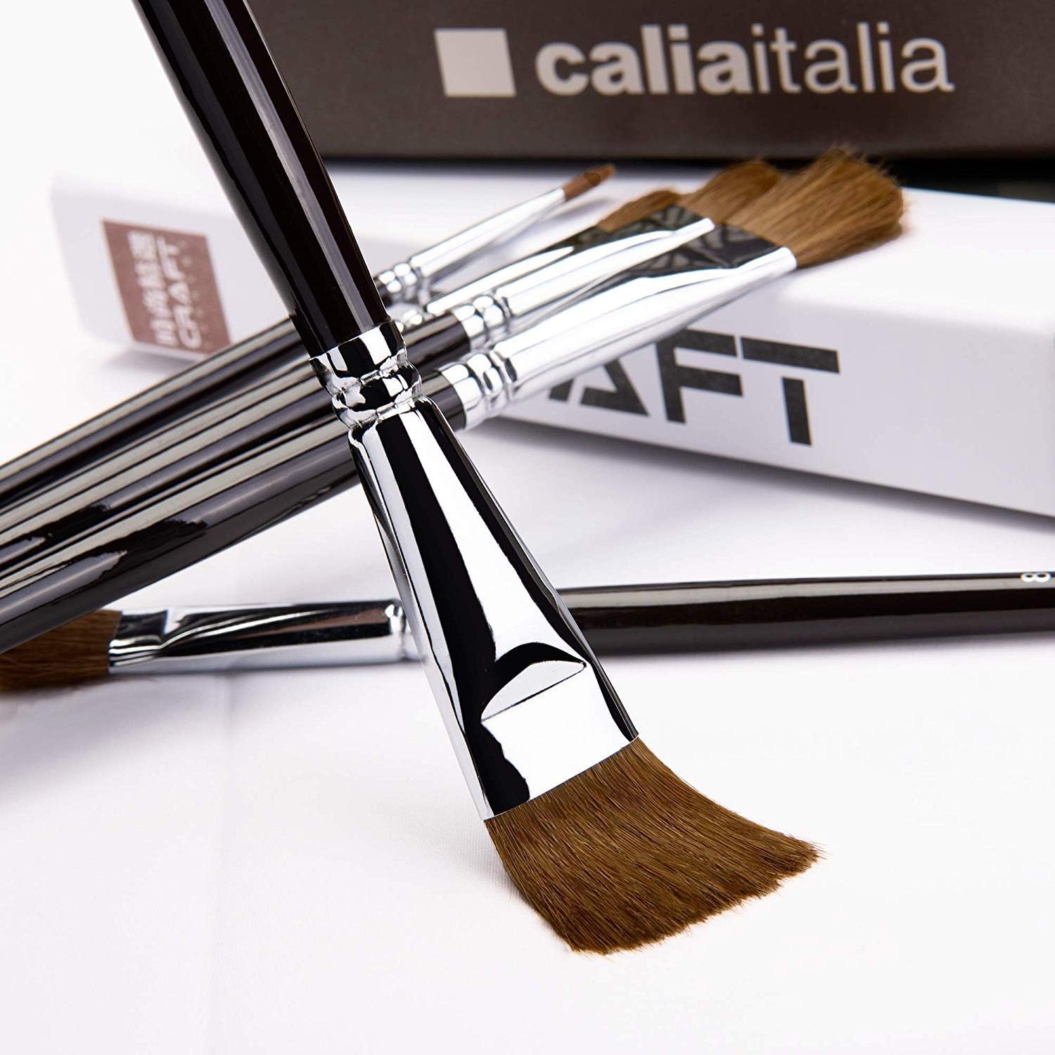 Artist Sable Flat Brushes, 6 Pieces Red Sable Acrylic Paint Brush Set ...