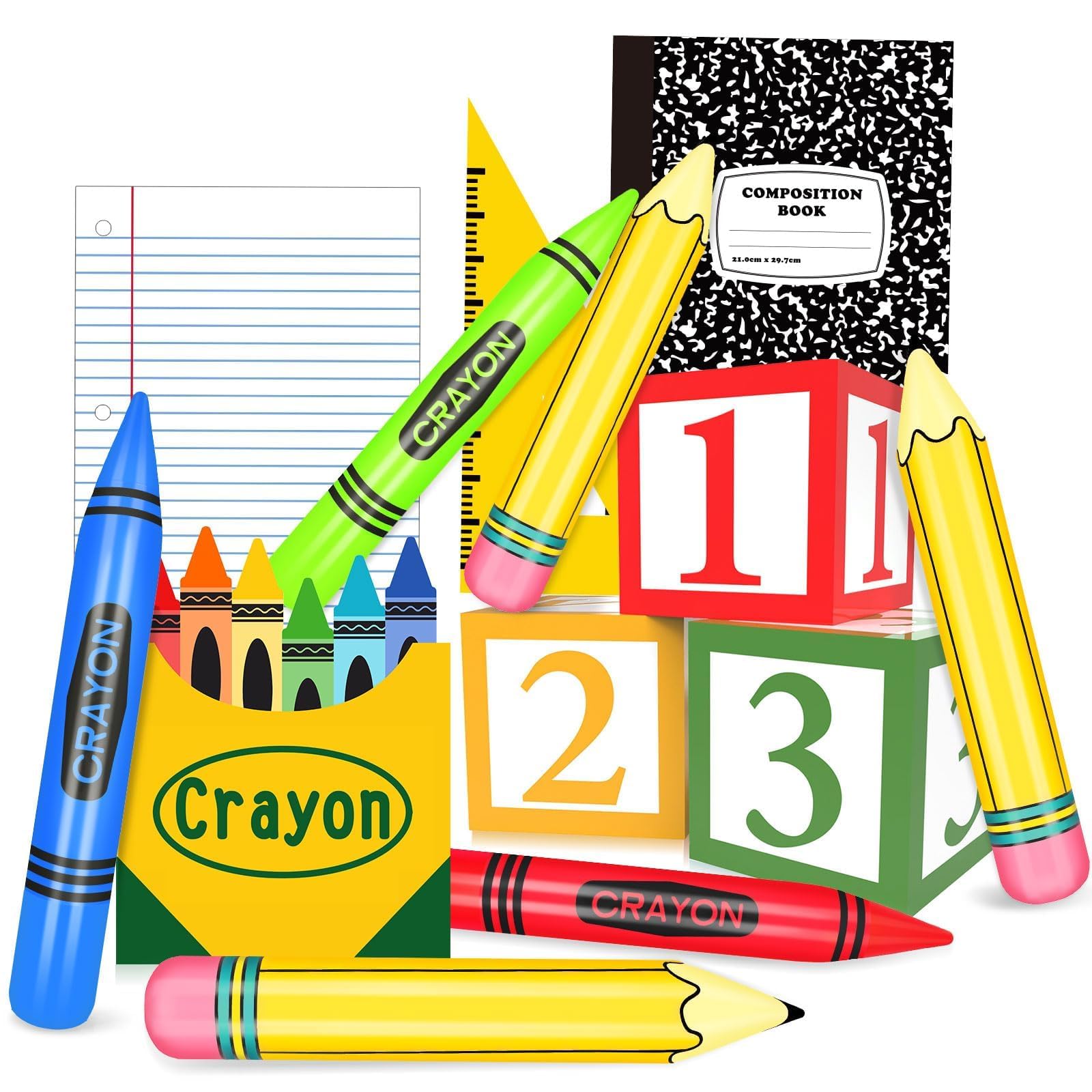 Back to School Pencil Crayon Balloons Sets with 123 Balloon Box 13.8 ...