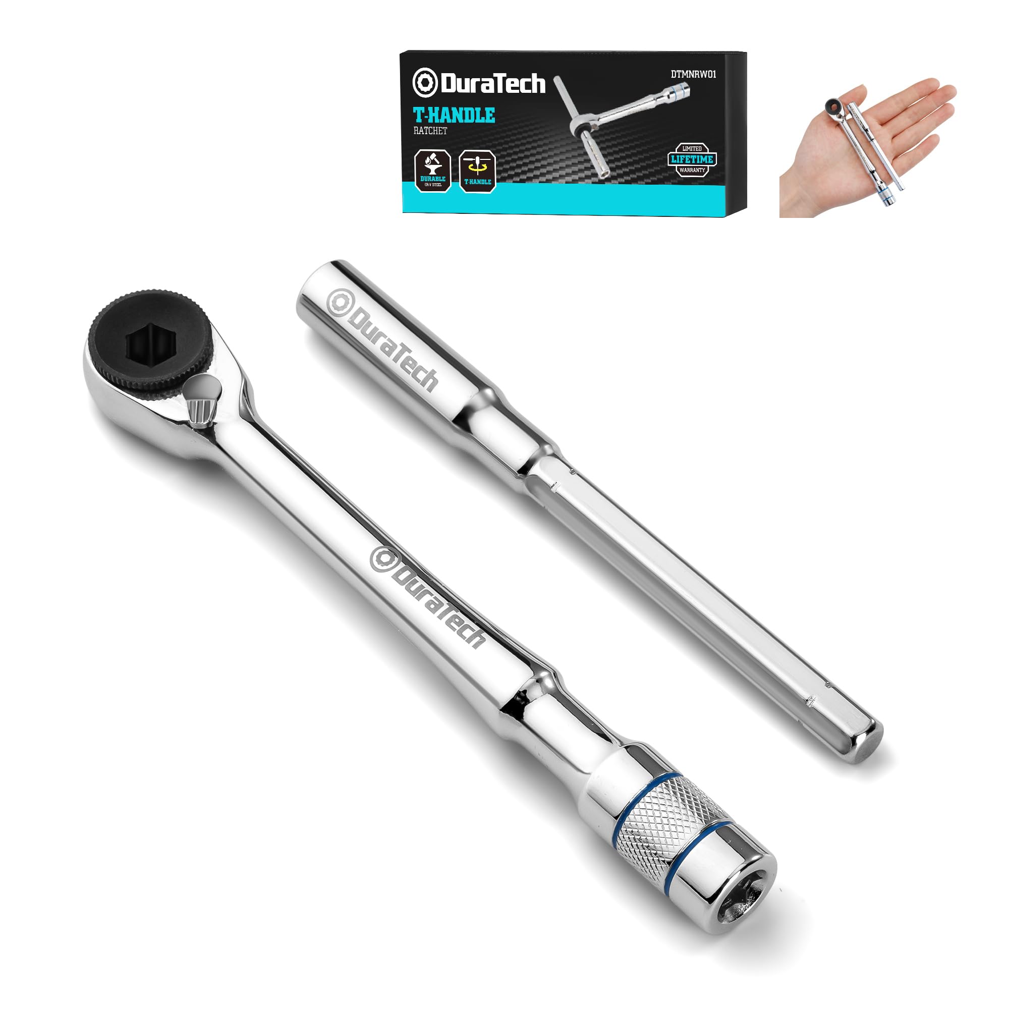 DURATECH 1/4" T-Handle Ratchet, Mini Ratchet Wrench with Hex Bit ...