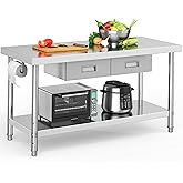 Amazon.com: YITAHOME 60" X 24" Stainless Steel Table with Overshelves ...