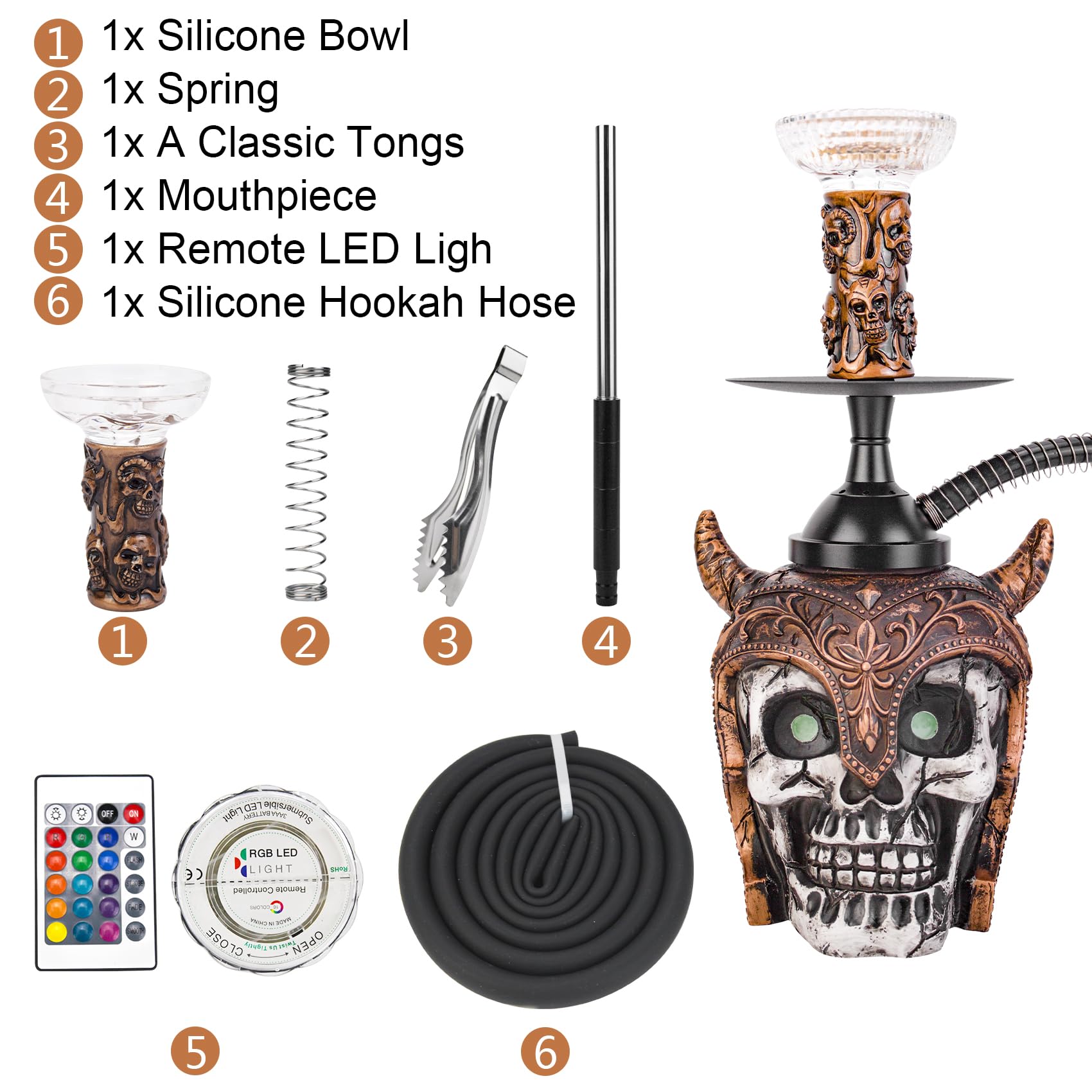 Mua Viking Skull Hookah Set Resin Integrated Cast Built-in Glass Flask ...