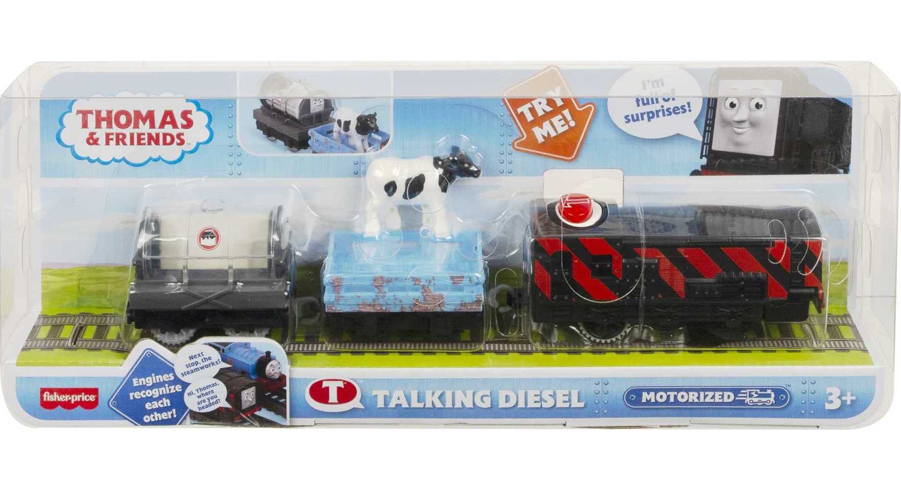Mua Motorized Toy Train Talking Diesel Engine with Sounds Phrases & Cow ...