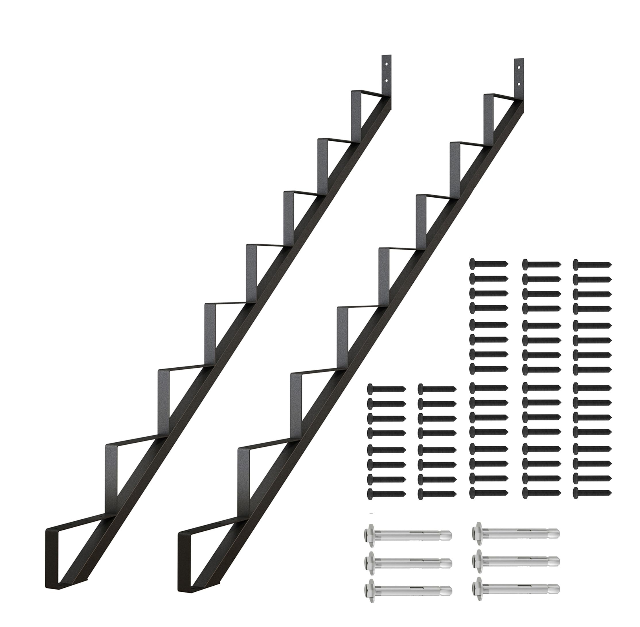 DIYHD Outdoor Stair Riser 8 Steps for Deck Height 66in,Powder Coated ...