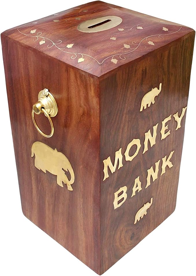 SHINING STAR ENTERPRISES Wooden Large Money Bank| Coin Box| Gullak ...