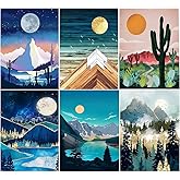 4 Pack Paint by Number for Adult Kits, DIY Landscape Oil Painting Kits for Adults Beginners for ...