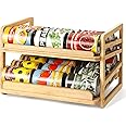 Amazon.com: Yumkfoi Rolling Bamboo Can Organizer Rack, Stackable Double ...