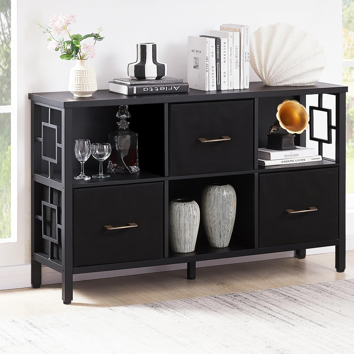 HOMISSUE 6 Cube Storage Organizer Shelf, Rustic Short Bookshelf with 3 ...