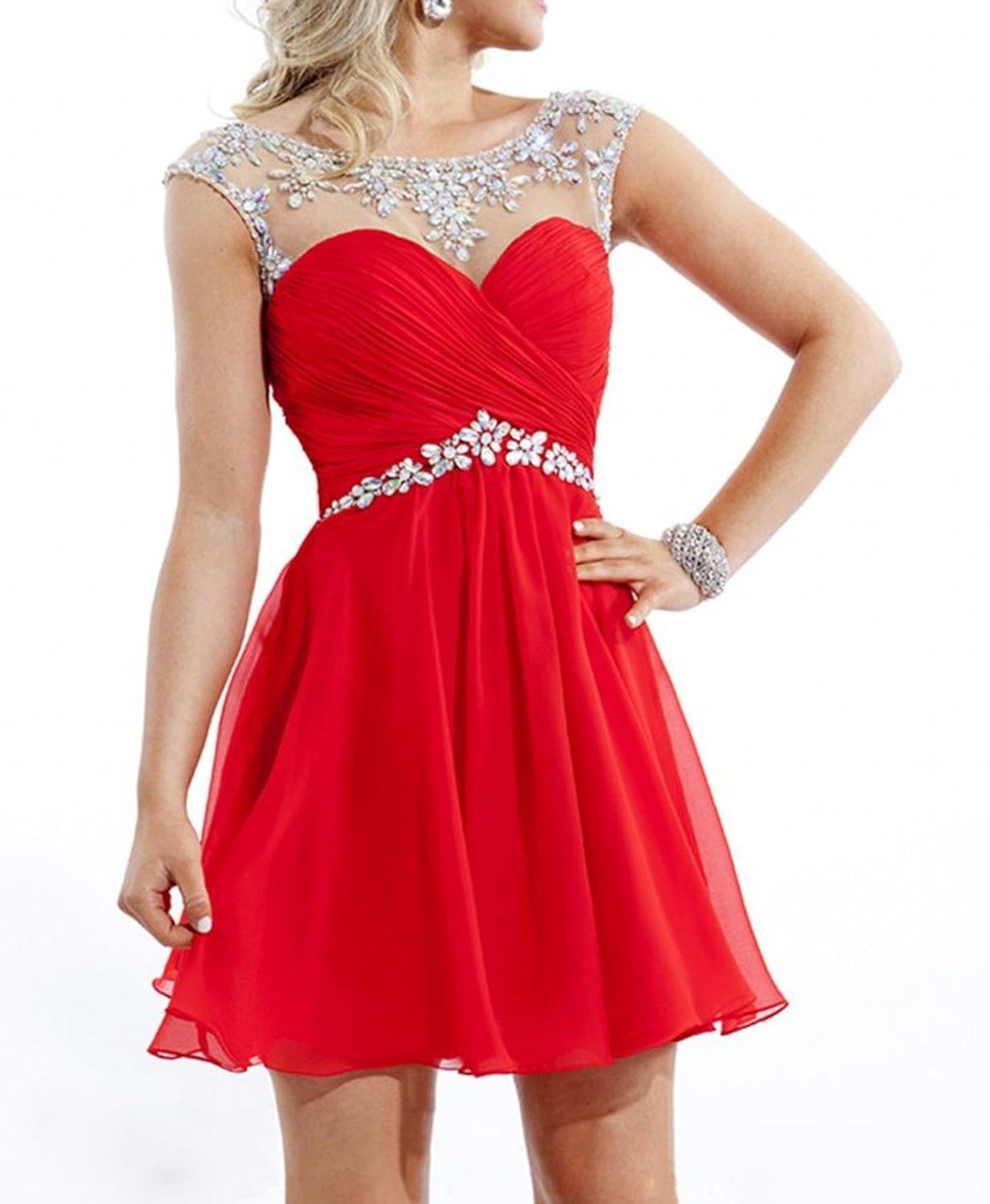 Royaldress Rot Steine Kurzes Abendkleider Abschlussballkleider ...