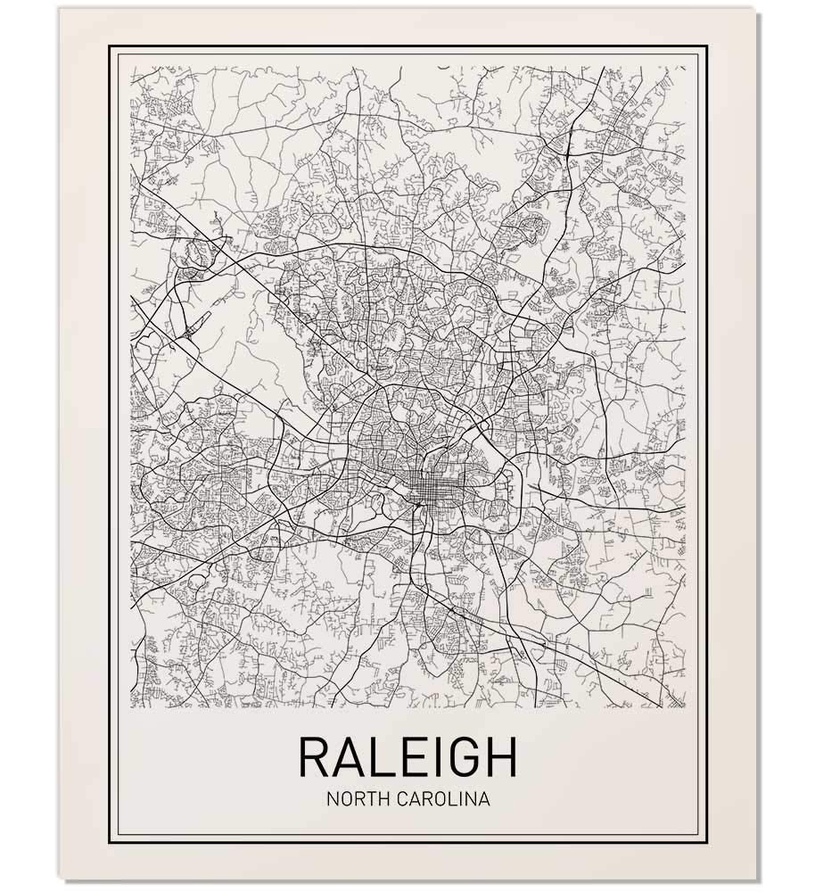 Buy Raleigh Poster, Map of Raleigh, Raleigh Map, City Map Posters ...