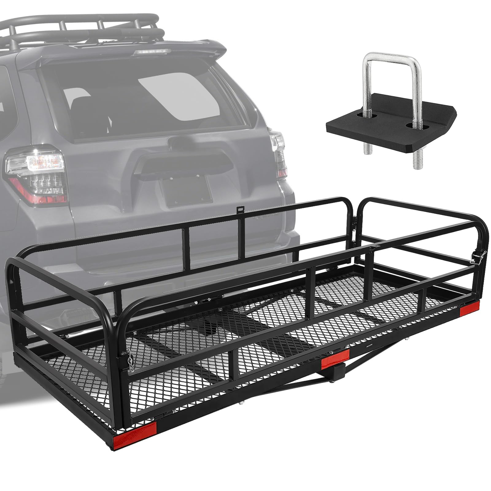 LITBM Hitch Cargo Rack, 60 x 24 x 14 Inch Folding Hitch Mount Cargo ...