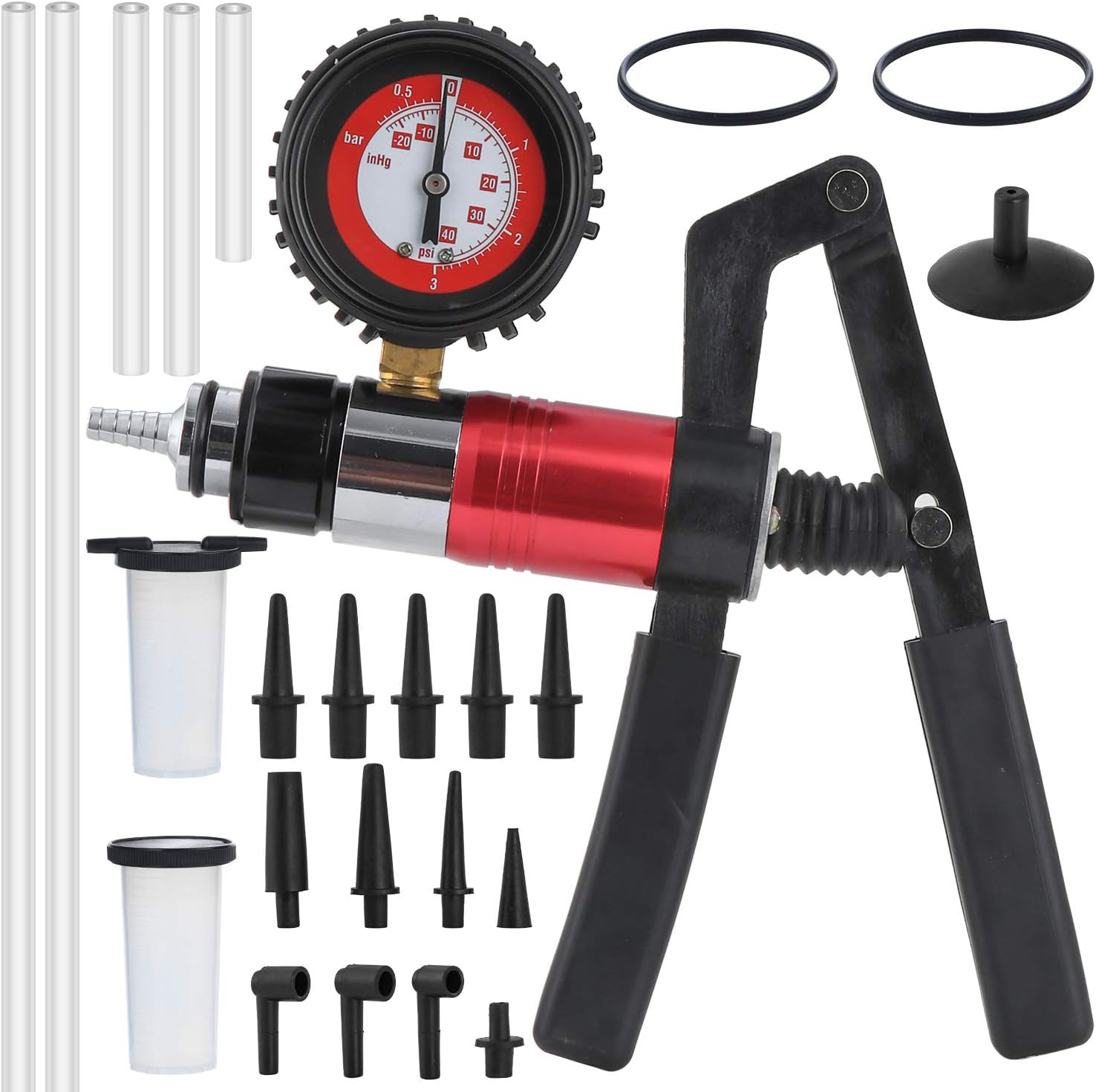 HSEAMALL 2 in 1 Hand Held Vacuum Pump Tester, Brake Bleeding Kit with ...