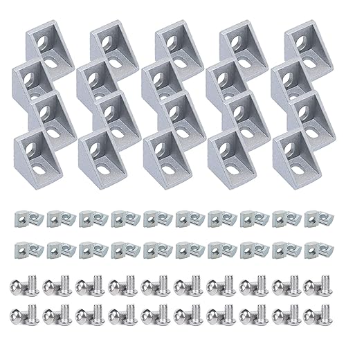 BLCCLOY 20 Sets 2020 Aluminum Extrusion T Slot Corner Bracket 20 Series ...