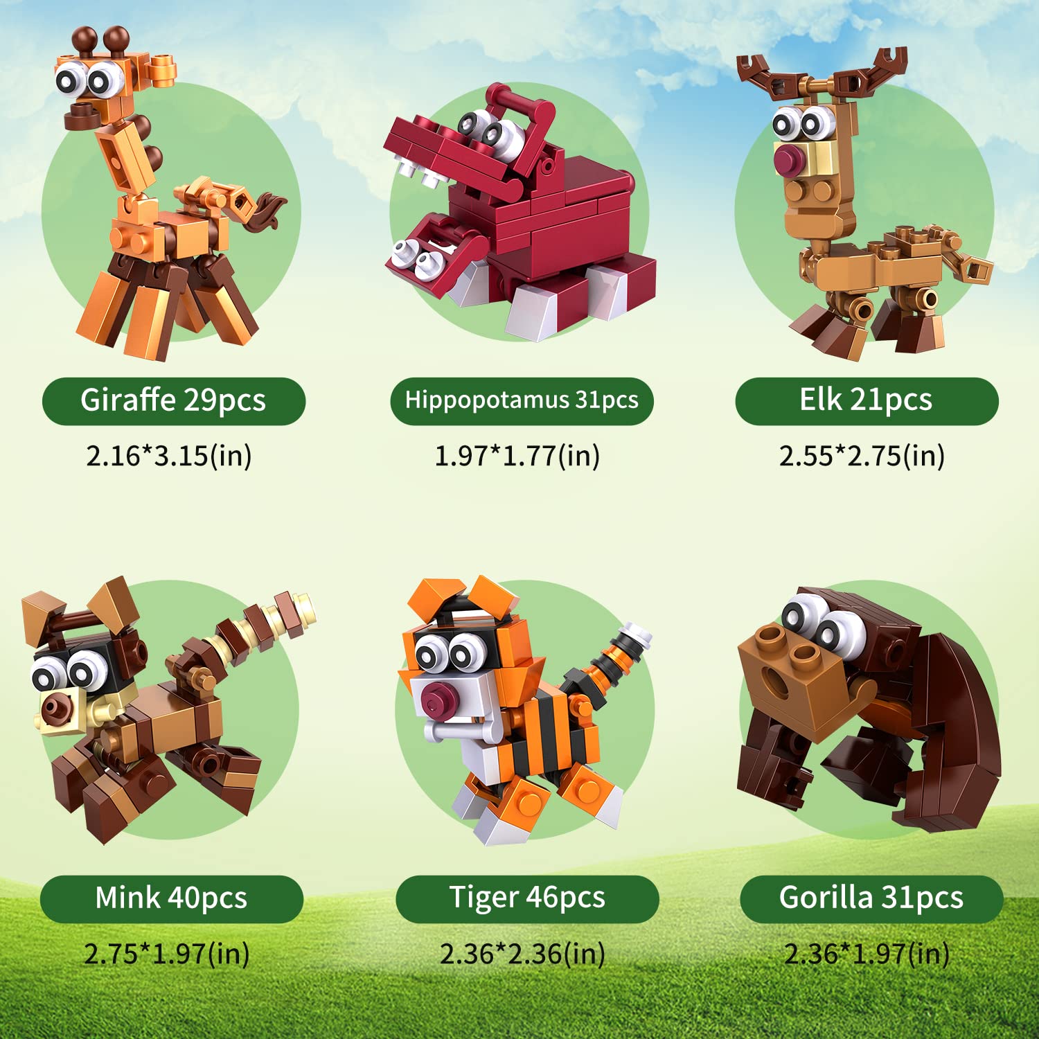 Mua 12 in 1 Pre Filled Animal Building Block Set-12 Pcs Mini Building ...