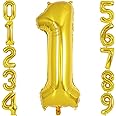 Amazon.com: Gold Number 1 Balloon 40 Inch, Big Large Foil Helium Number ...