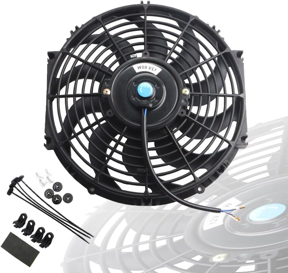 12 Inch Fan 12 Inch Universal Slim Electric Cooling Fan 12V - Black ...