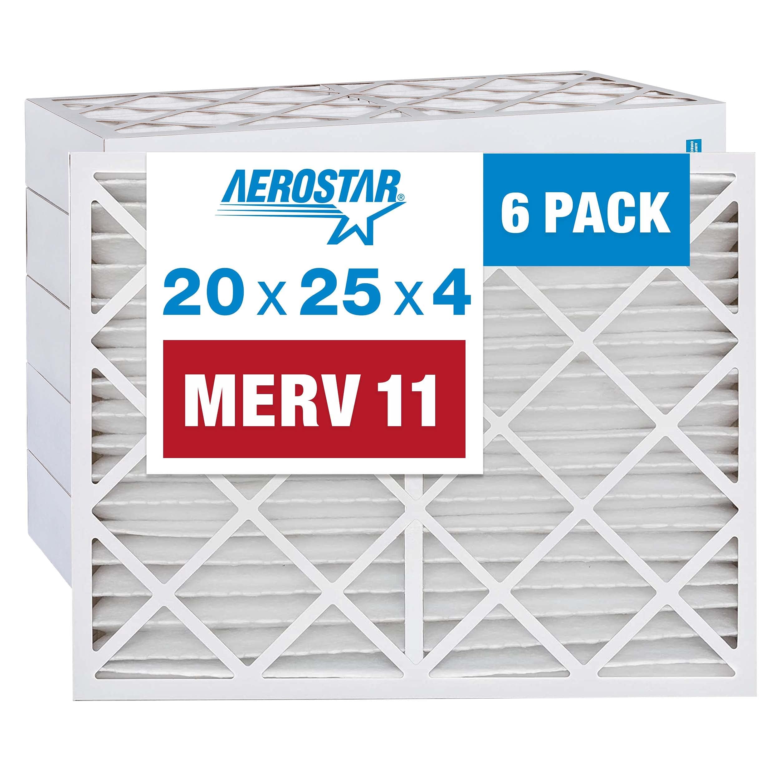 Aerostar 20x25x4 MERV 11 - 6 Count - Pleated HVAC, Furnace & Air ...