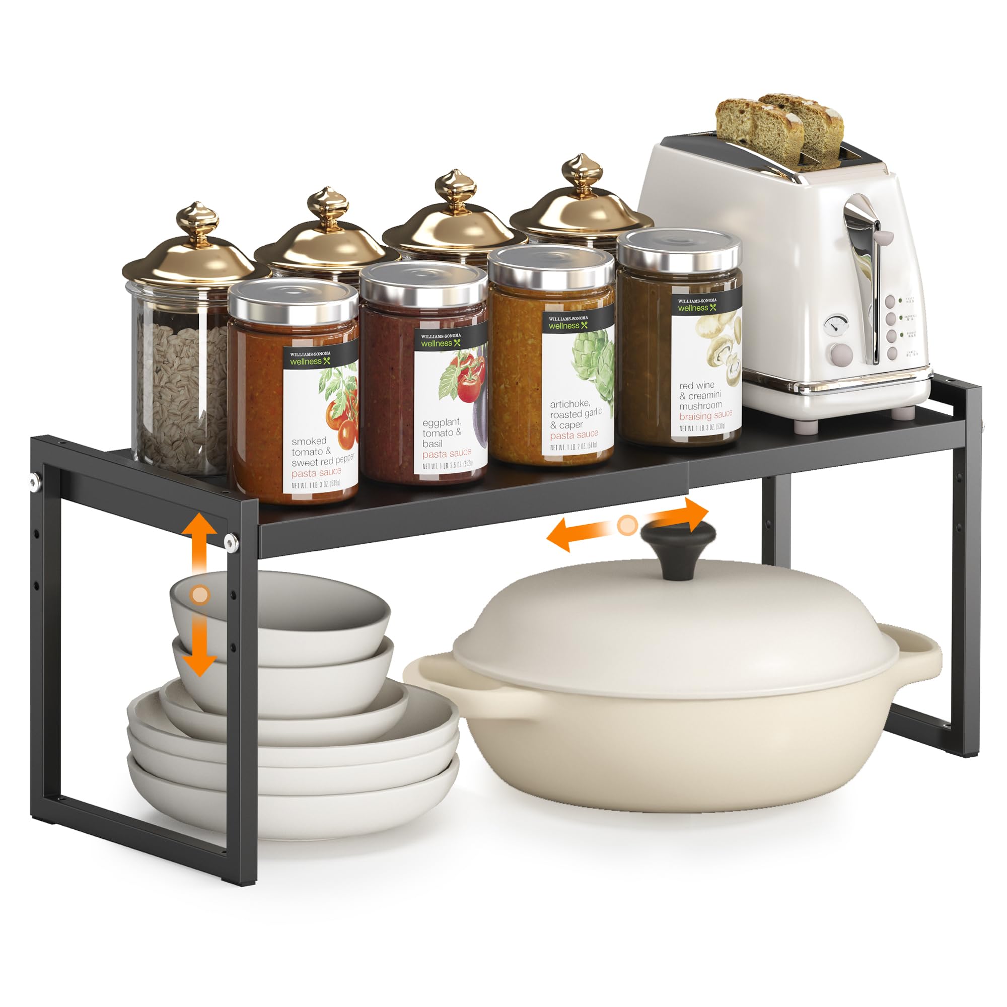 DOLALIKE Expandable kitchen Countertop Organizer, Stackable Cabinet ...