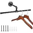Amazon.com: Sumnacon Wall-Mounted Industrial Double Pipe Clothes Bar ...