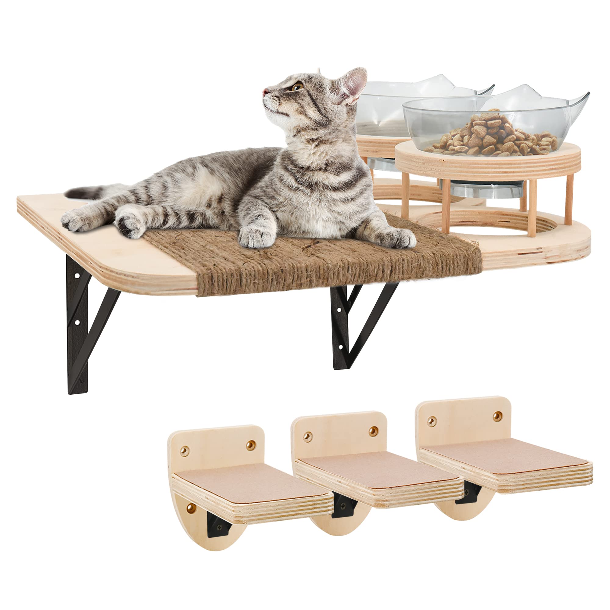 MEMOORIAL Cat Wall Shelves Cat Hammock with 3 Steps, Cat Shelves and ...