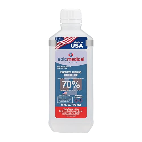 70% Isopropyl Alcohol 70 Percent Rubbing Alcohol 70 Percent USP, 16 oz ...