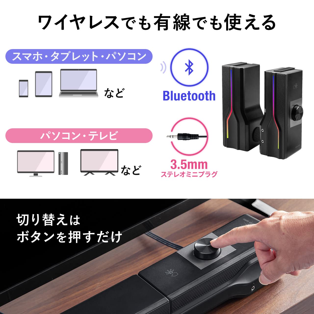 Mua Sanwa Direct 400-SP101 PC Speaker Gaming Speaker Bluetooth Wired ...