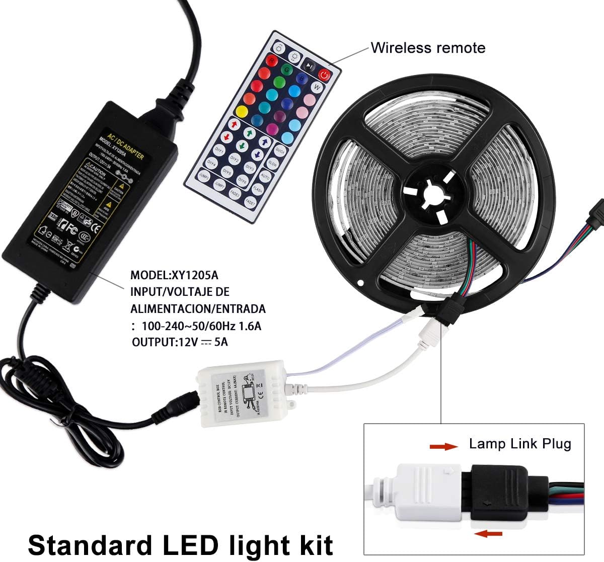 Multicolor Control Remoto de 44 Botones,5050 RGB Tira LED para ...