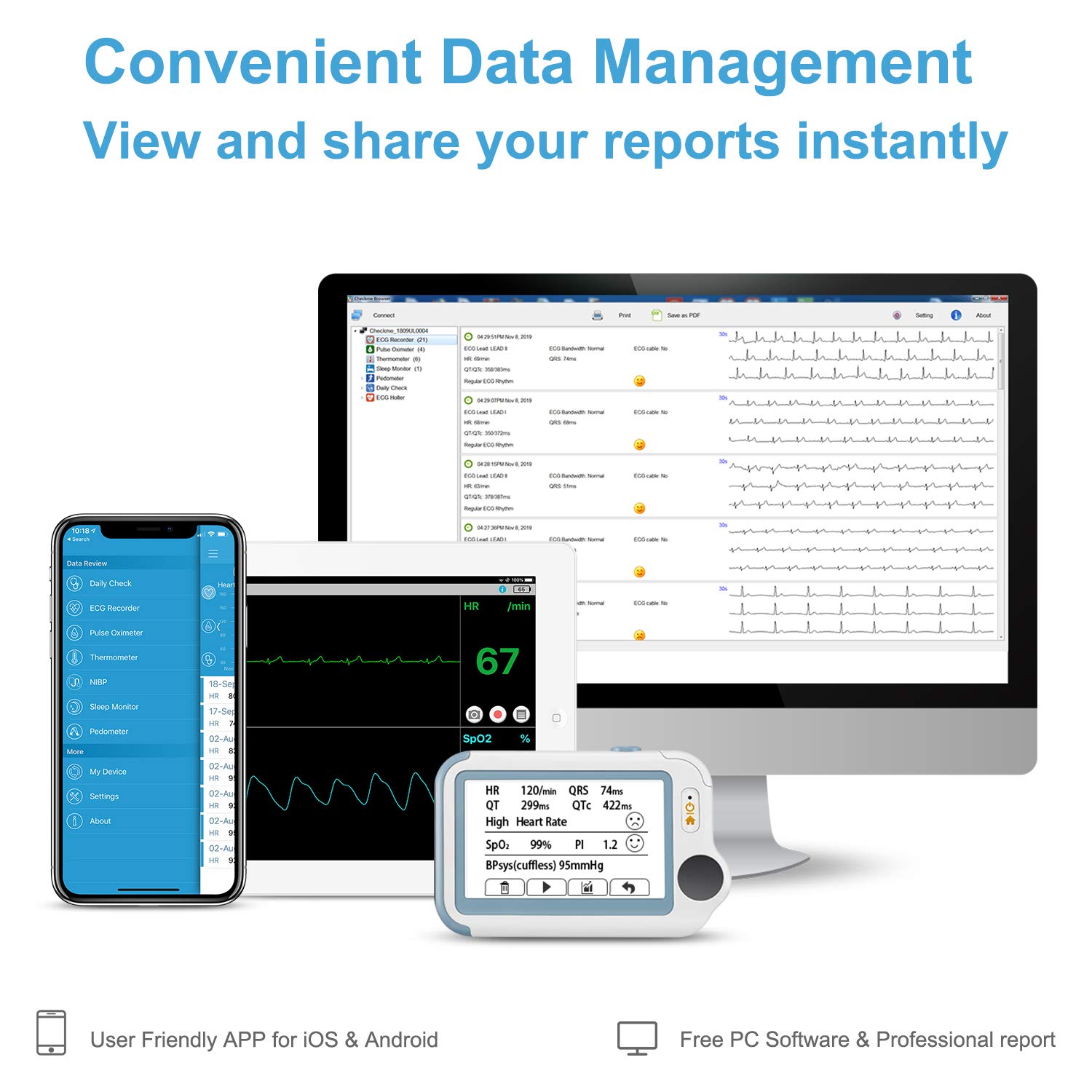 Wellue Wireless Checkme Pro Suit Multi-function & User Health Monitor ...