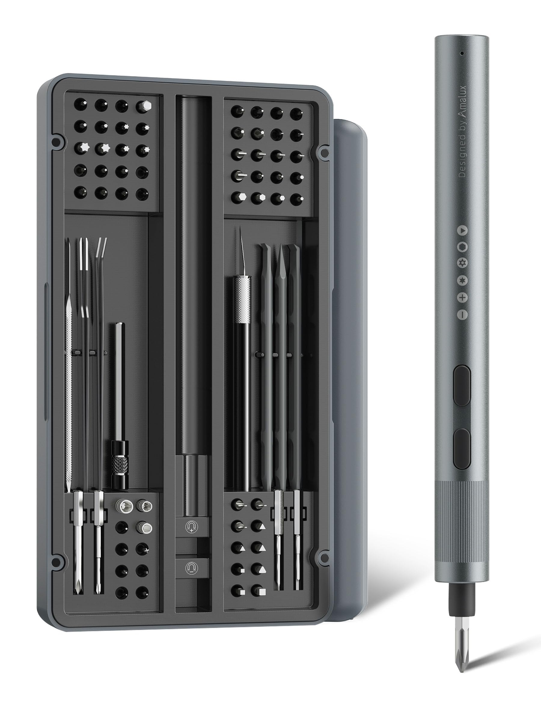 Mini Electric Screwdriver Set, 64 Self-Magnetic Bits, Dual Mode ...