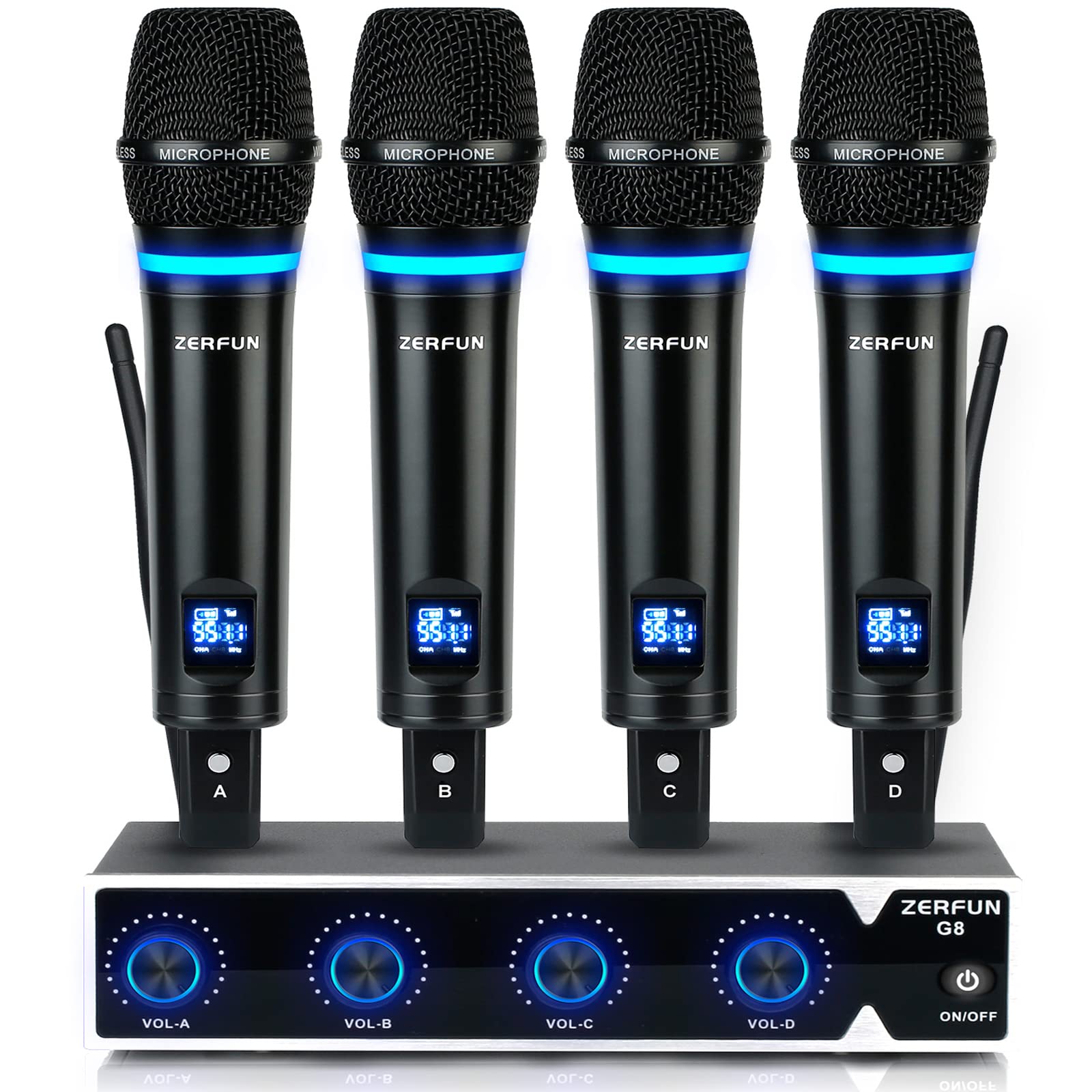 Mua 4 Channel Rechargeable Wireless Microphone System, Pro UHF Metal ...