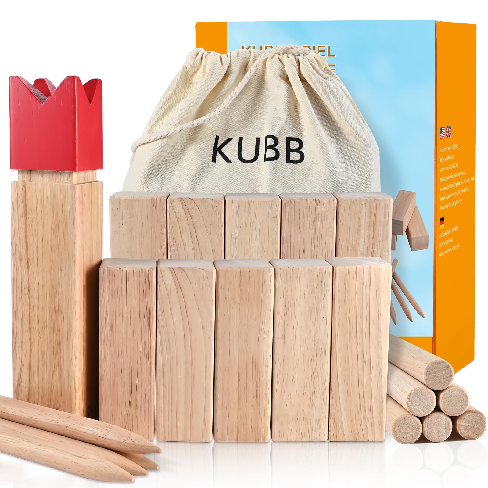 Faburo Large Kubb Yard Game Set with Carrying Bag, Yard Games Set Viking Chess Games Tossing ...